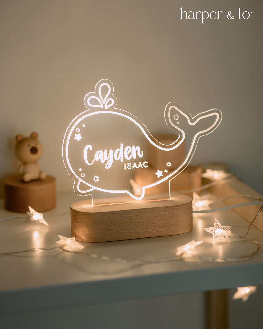 Personalized Acrylic Night Light | Whale Night LED Light | Under the ...