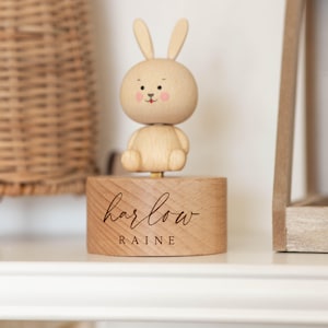 Personalized Bunny Musical Carousel | Custom Heirloom,engraved Wooden ...
