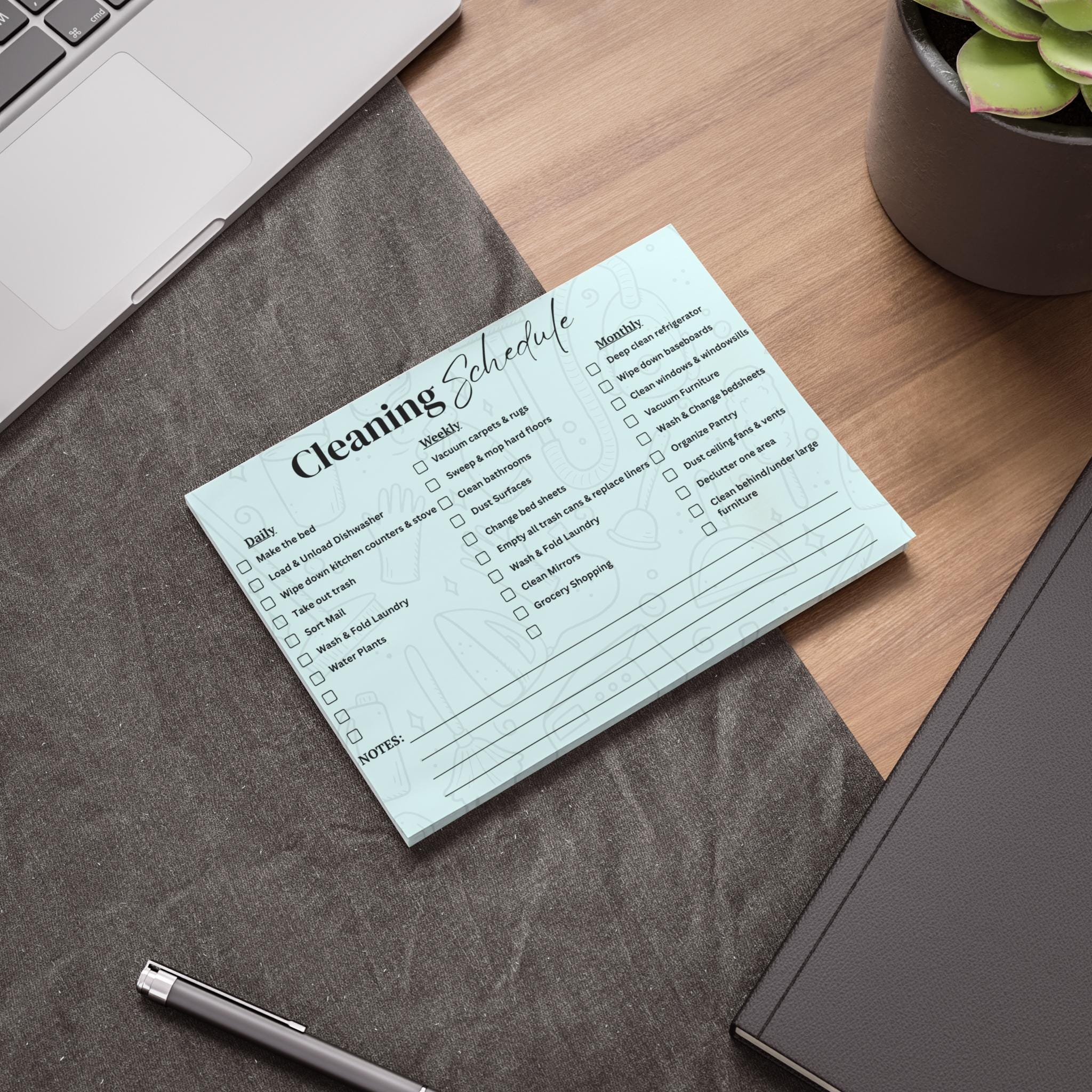 Cleaning Schedule Post-it Notepad: Organized Home Planner - Etsy