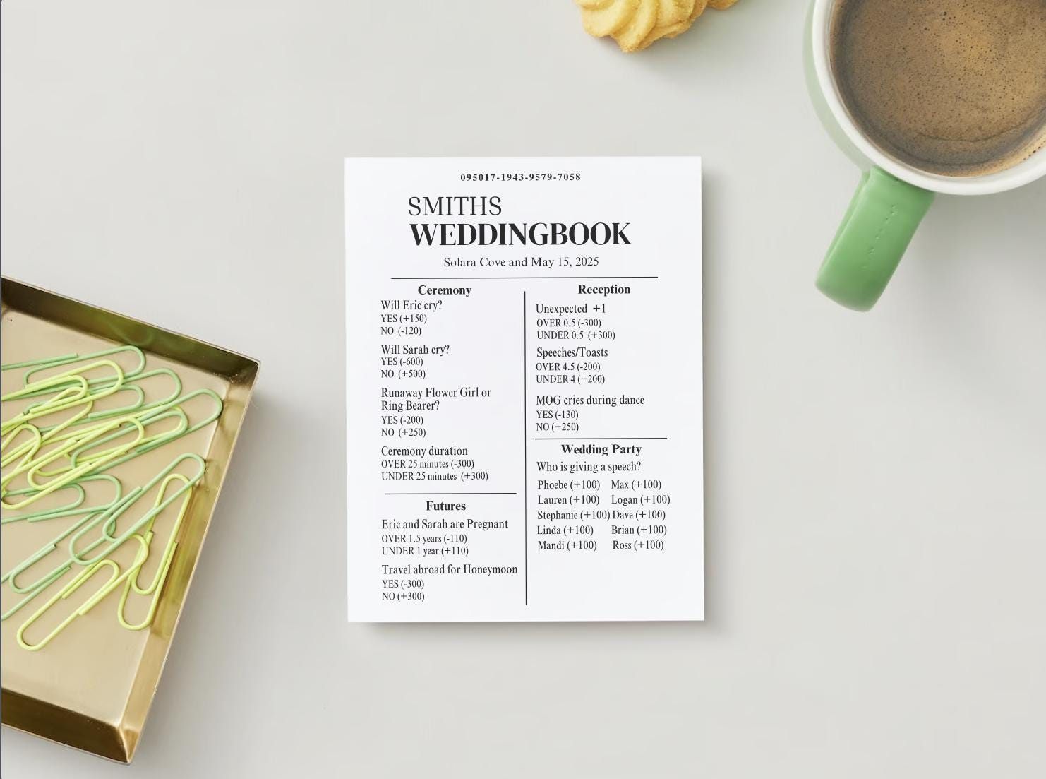 Wedding Prop Bet Card - Etsy