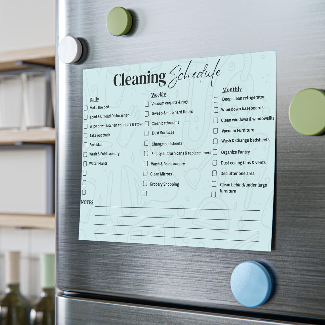 Cleaning Schedule Post-it Notepad: Organized Home Planner - Etsy