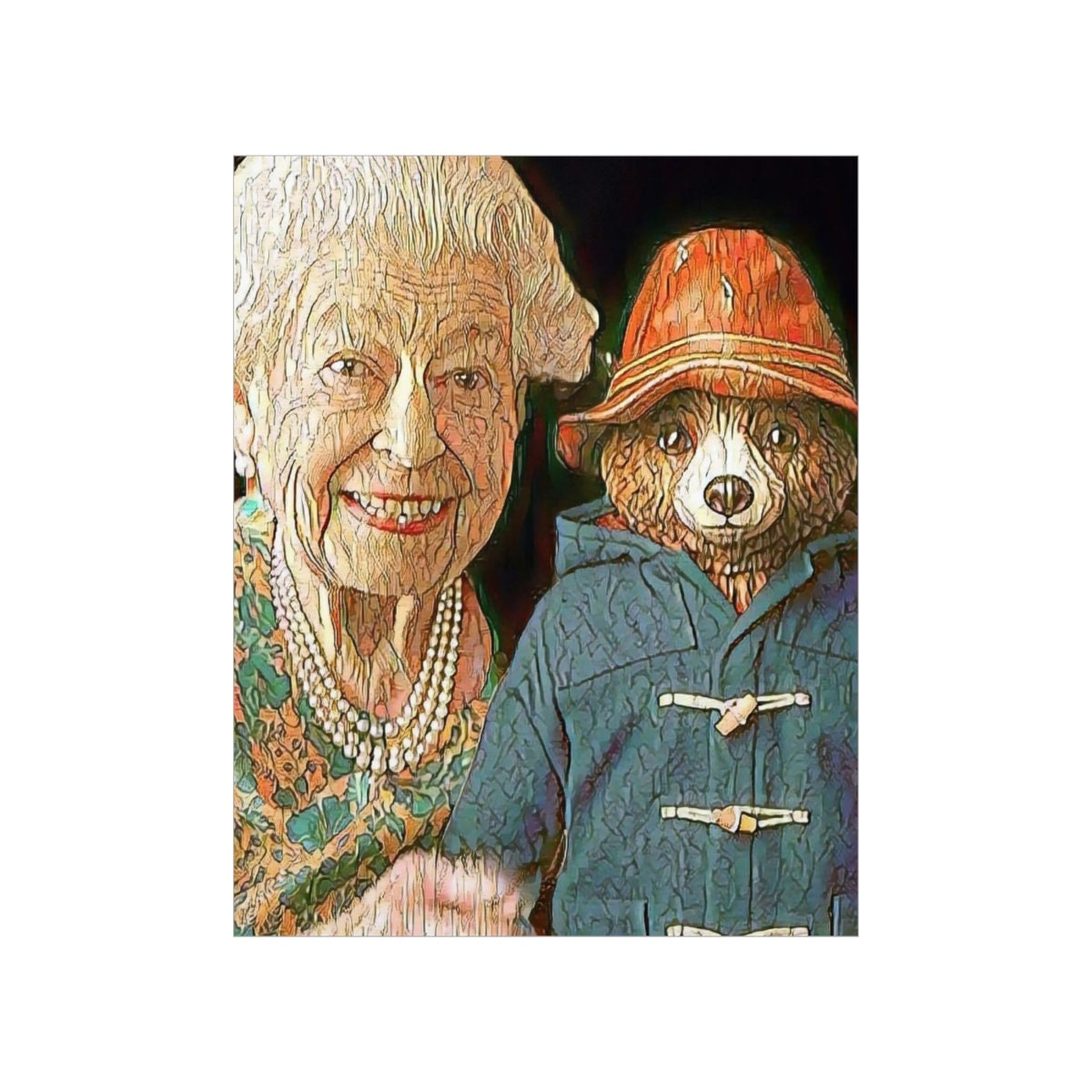 Paddington Bear and Queen Elizabeth Premium Matte Vertical Posters With ...