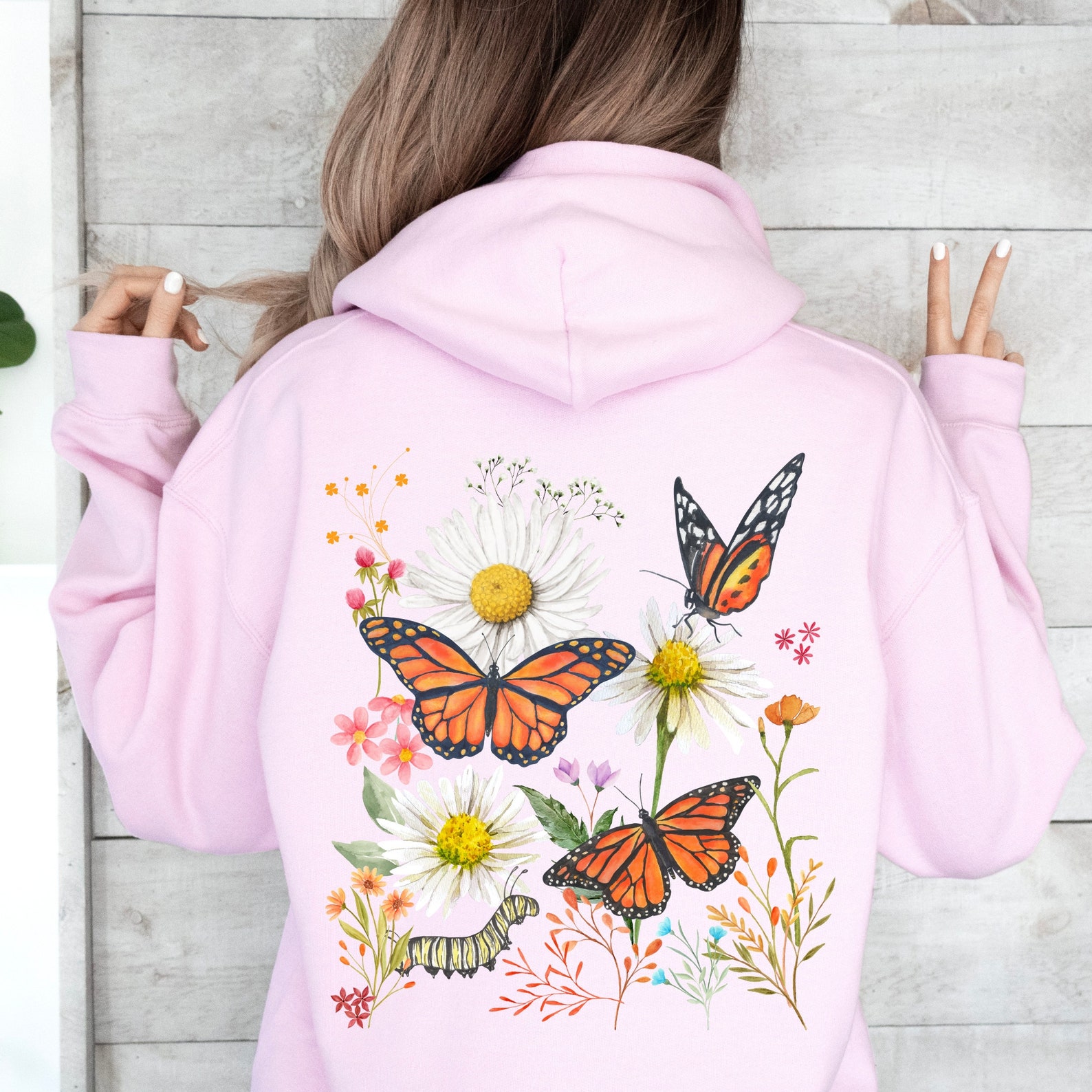 Butterfly Hoodie Cottagecore Clothes Floral Sweatshirt Daisy Shirt ...