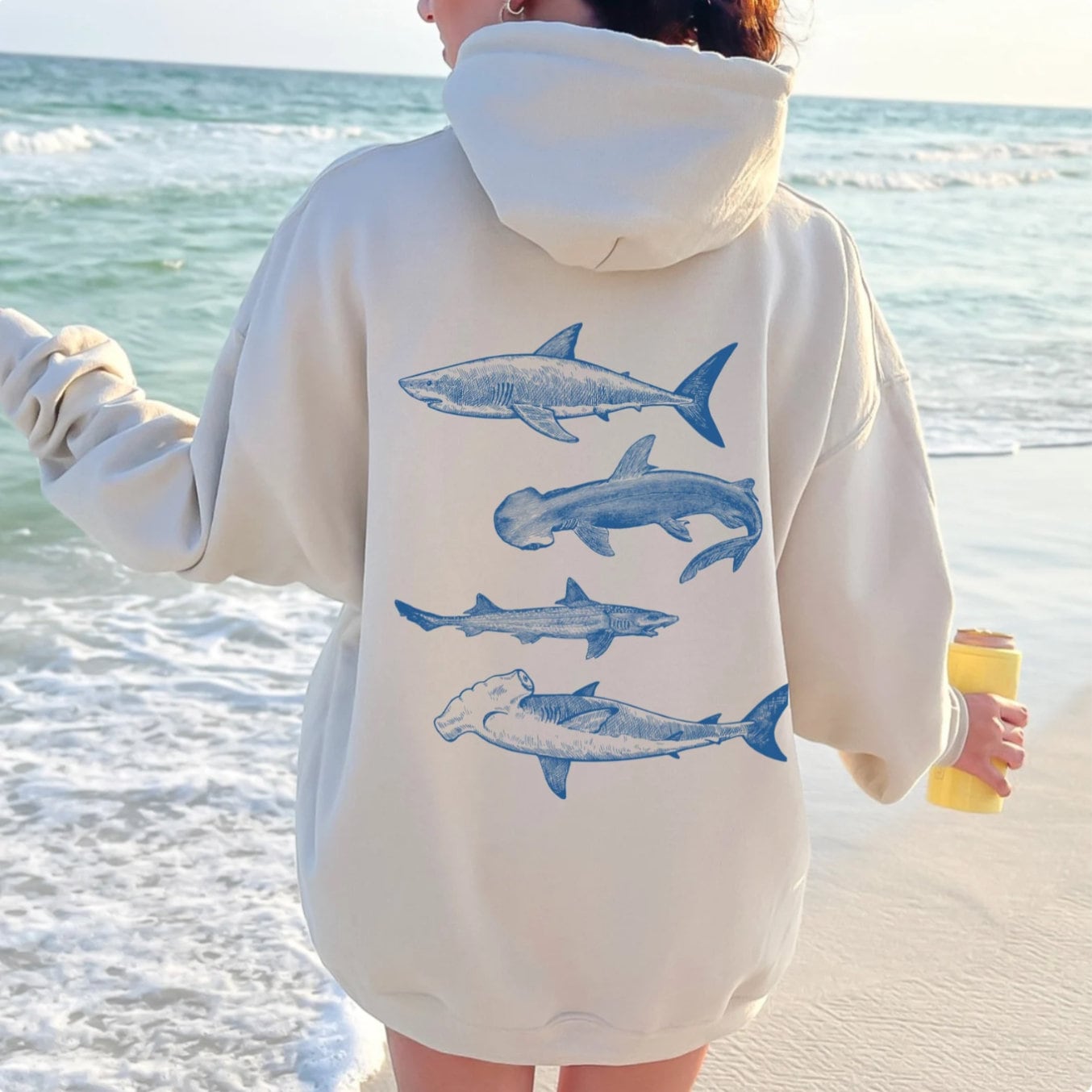 Vintage Shark Hoodie Hammerhead Sweatshirt Great White Hooded Sweater ...