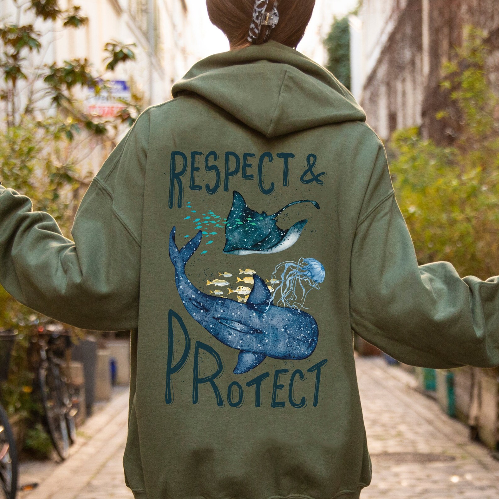 Whale Shark Hoodie Respect and Protect Ocean Inspired Style Coconut ...