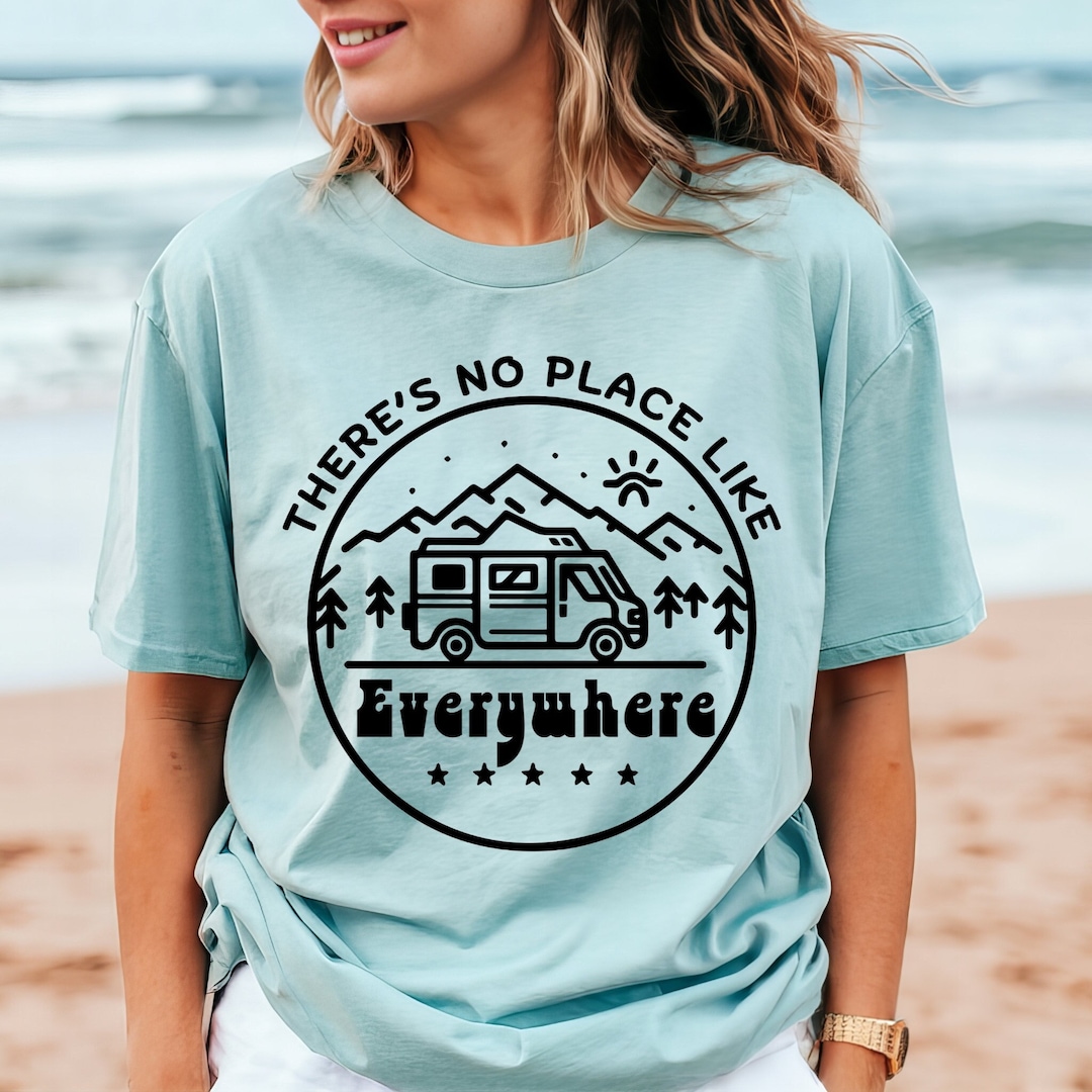 RV Camping Shirt Adventure Everywhere Glamping Awaits Graphic Tshirt ...