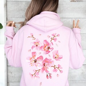 Cherry Blossom Hoodie Sakura Sweatshirt Flower Aesthetic Floral Top ...