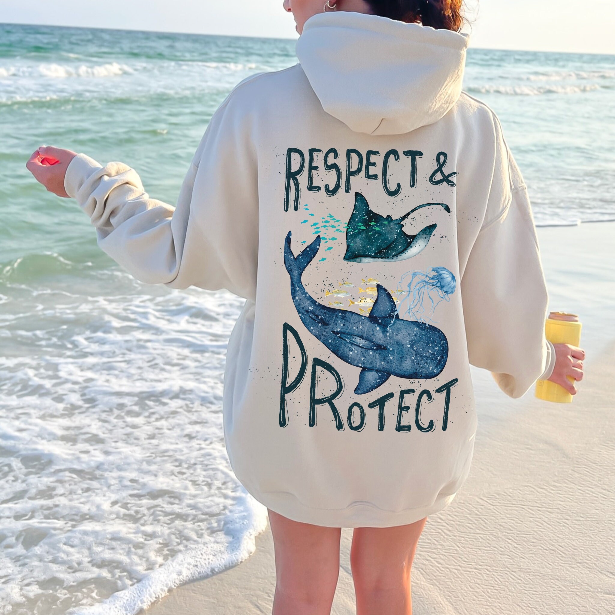 Whale Shark Hoodie Respect and Protect Ocean Inspired Style Coconut ...