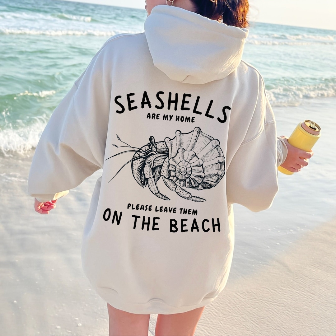 Hermit Crab Hoodie Sweatshirt Seashells on the Beach Hooded Sweater ...