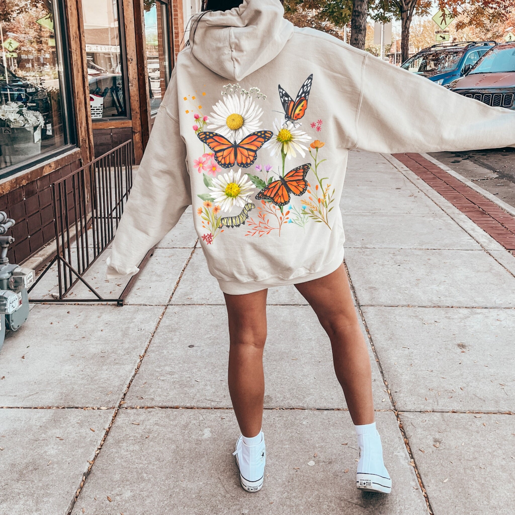 Butterfly Hoodie Cottagecore Clothes Floral Sweatshirt Daisy Shirt ...