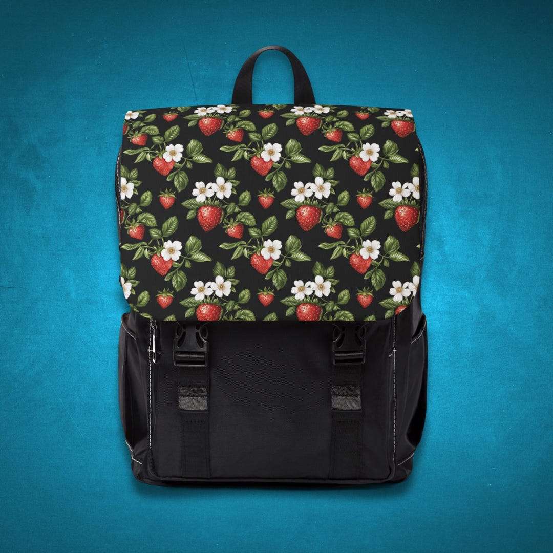 Wild Strawberry Back Pack Cottagecore Aesthetic Unisex Casual Shoulder ...