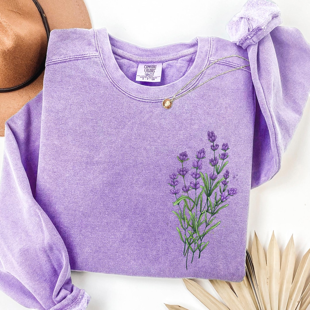 Lilac Sweatshirt Floral Art Sweatshirt Womens Comfort Colors® Sweater ...