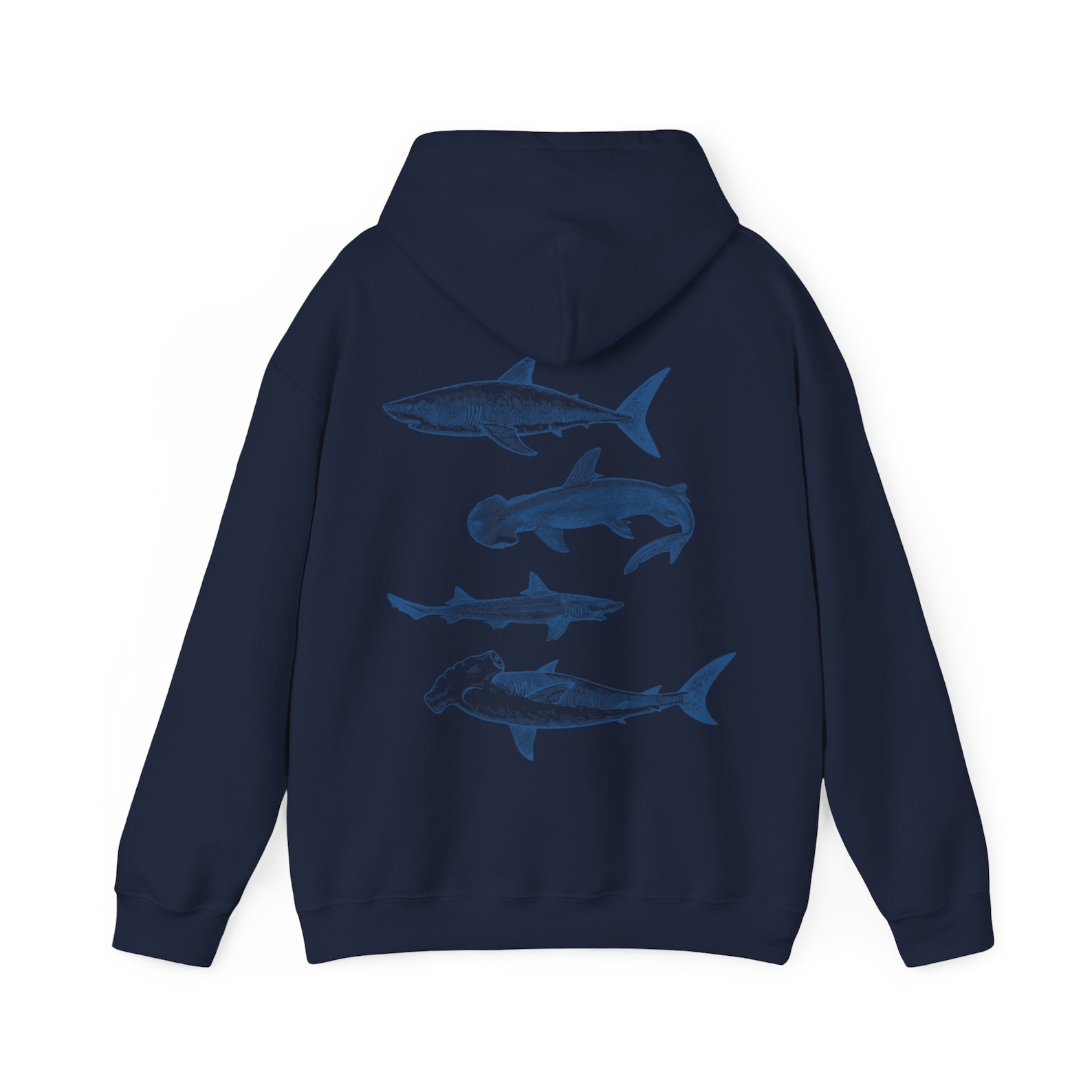 Vintage Shark Hoodie Hammerhead Sweatshirt Great White Hooded Sweater ...