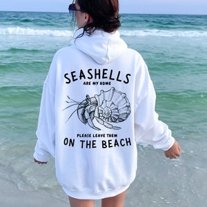 Hermit Crab Hoodie Sweatshirt Seashells on the Beach Hooded Sweater ...