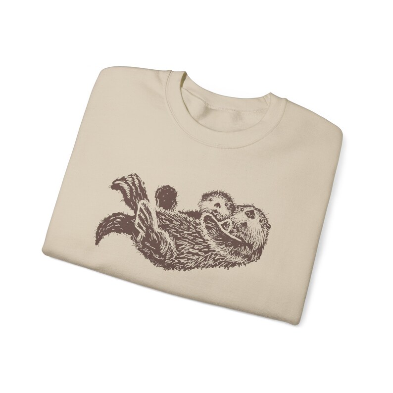 Sea Otter Sweatshirt Hand Drawn Brown Otters Sweater Unisex Fleece Top ...