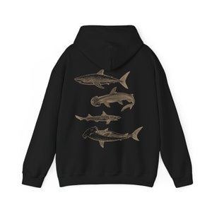 Vintage Shark Full Zip up Jacket Hoodie Hammerhead Sweatshirt Great ...