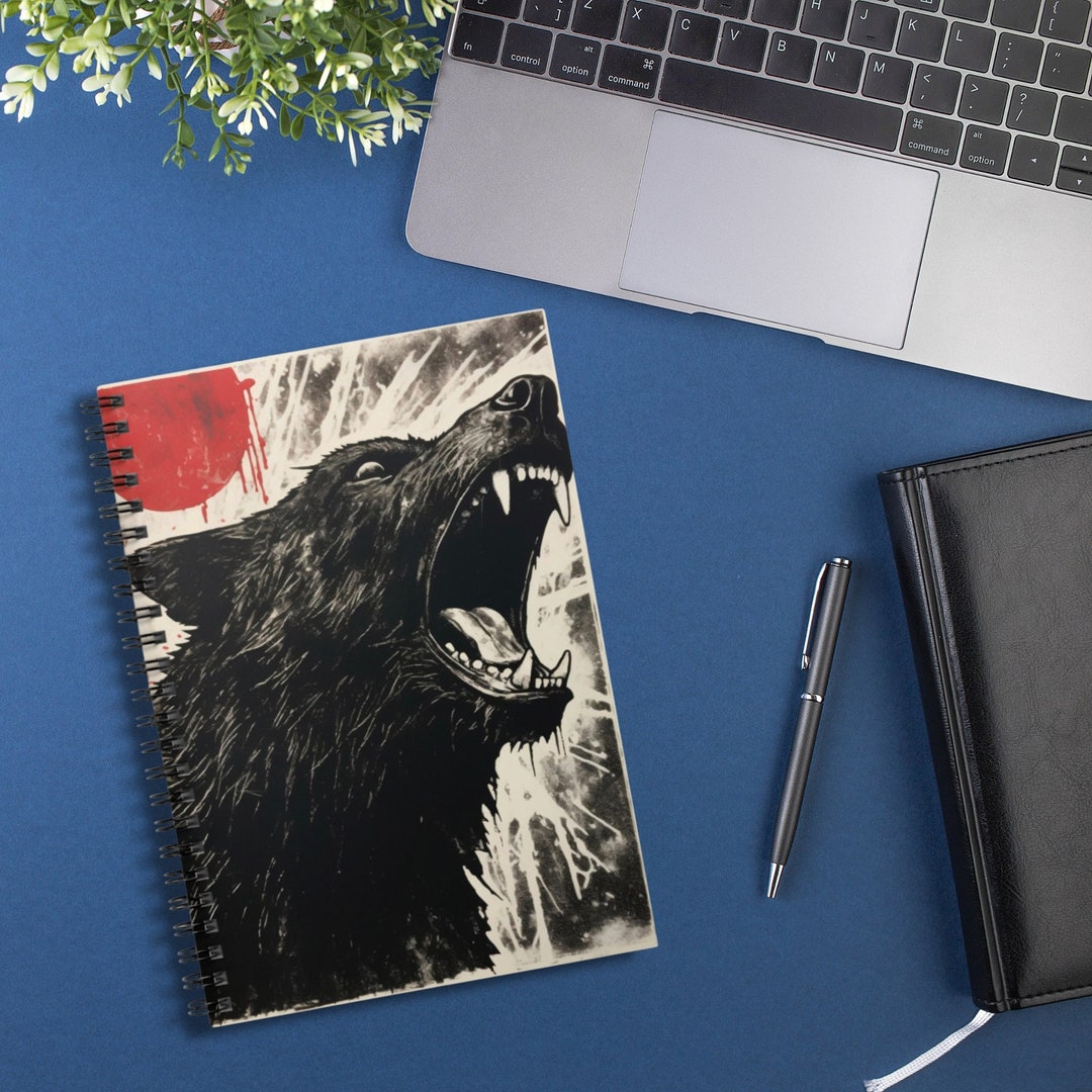 Blood Moon Wolf Spiral Notebook Ruled Line Note Book Werewolf Journal ...