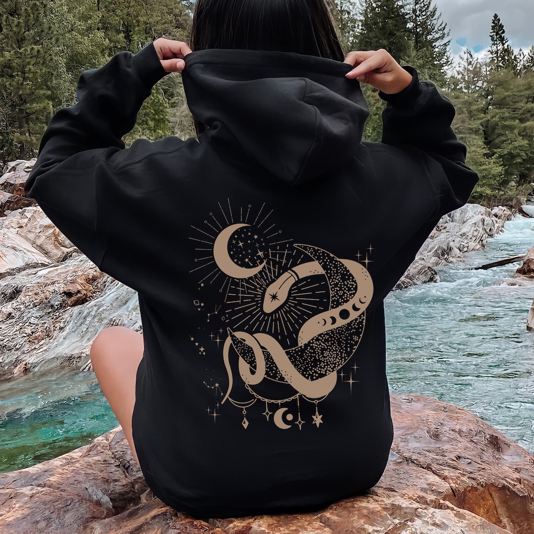 Celestial Hoodie Mystical Serpent Sweatshirt Snake Hooded Sweater Sun ...