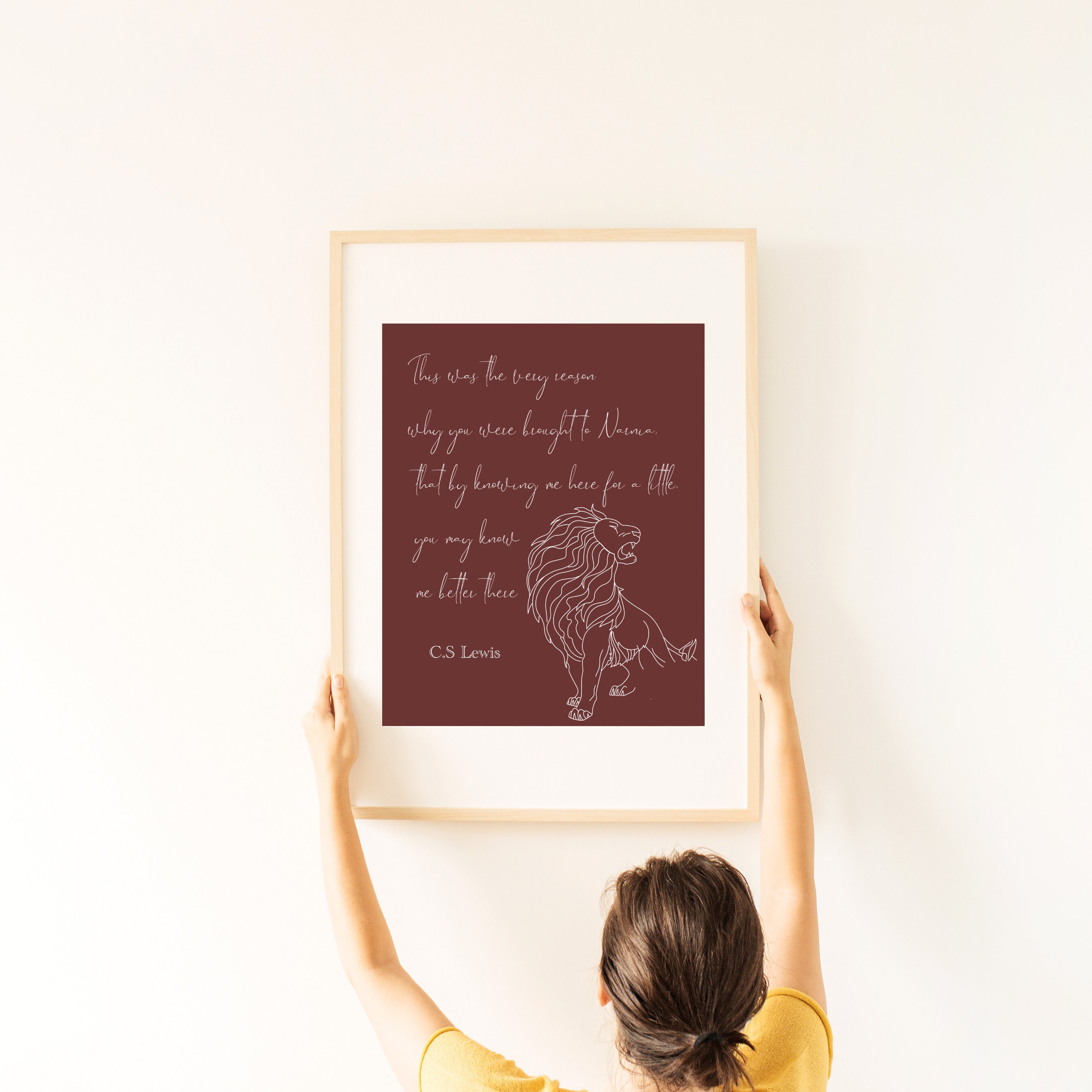 Aslan C.S Lewis Quote Print Library Office Red Lion Digital - Etsy