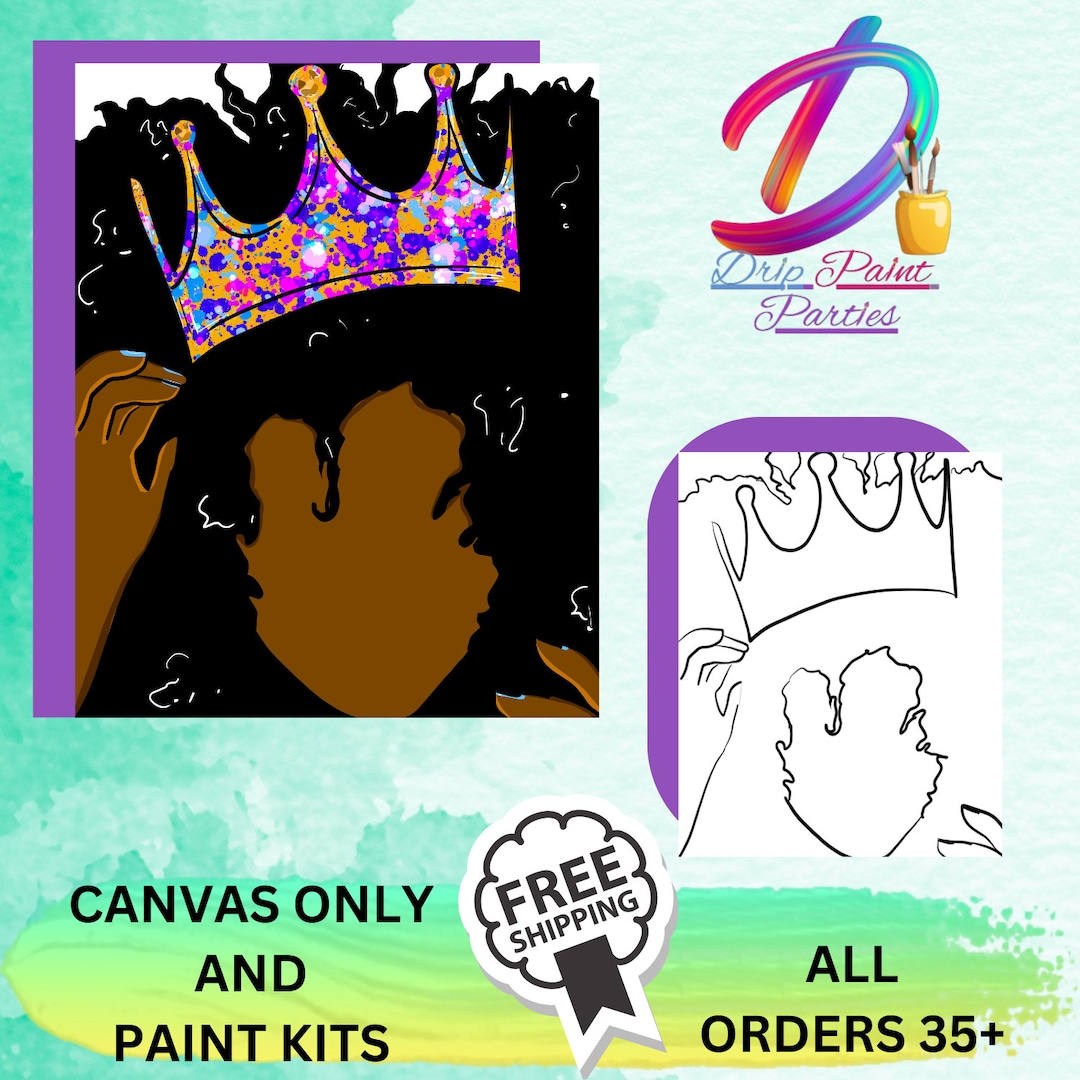 True Princess/paint Party/ Sip and Paint/ Pre-drawn Canvas/ Art Party ...