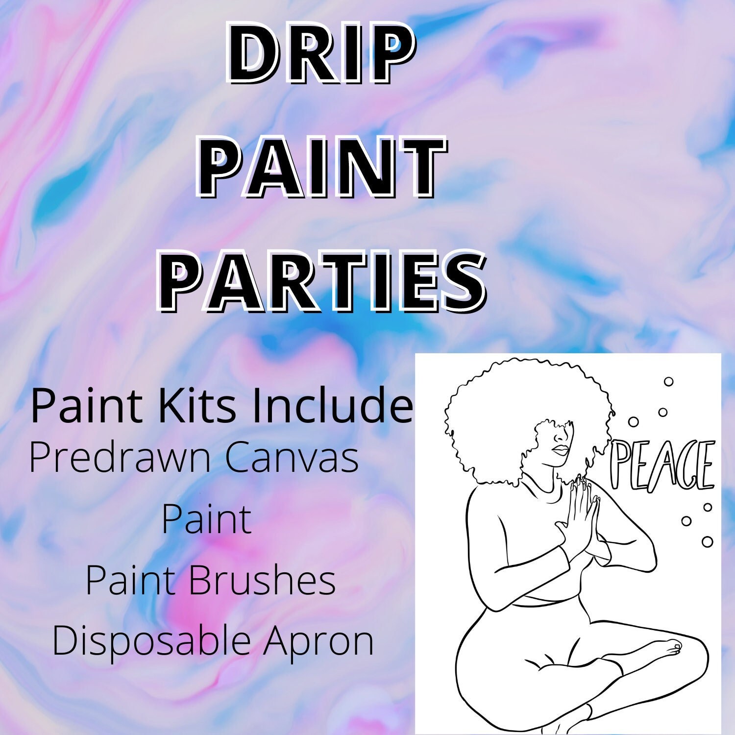 Peace/ Paint Party/ Sip and Paint/ Pre-drawn Canvas/ Art Party - Etsy