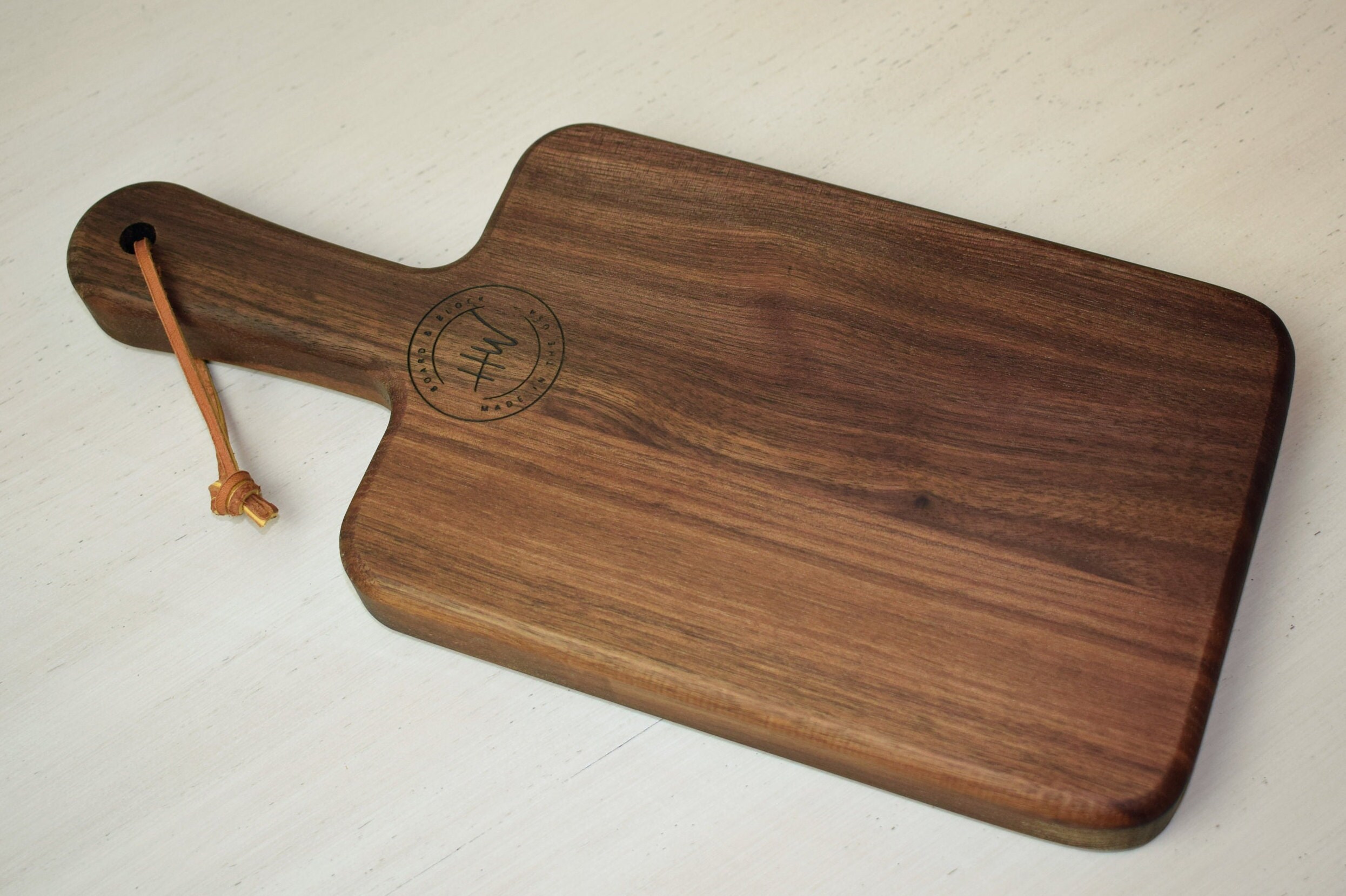Small Wood Cutting Board With Handle - Walnut & Character Walnut ...