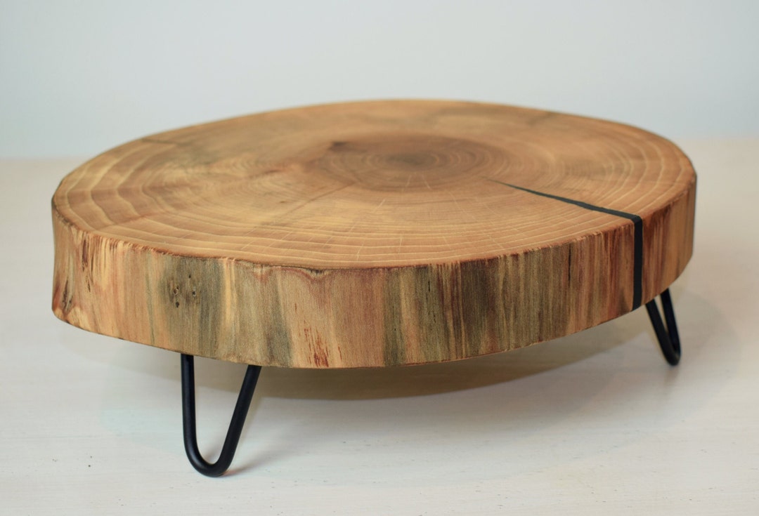 Wood Slice Cake Stand/plant Stand With Metal Hairpin Legs - Etsy