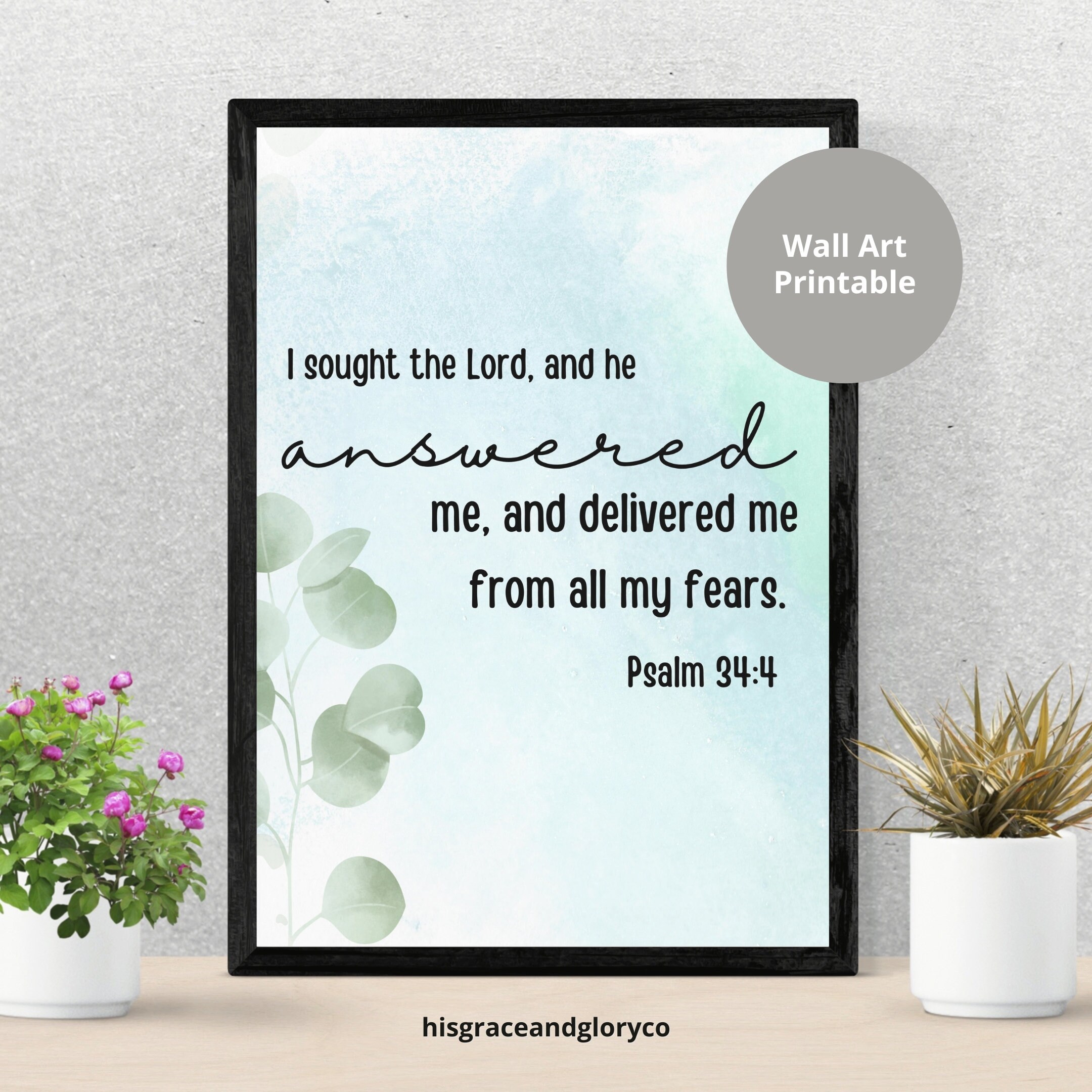 Bible Verse Print, Scripture Art, Botanical Wall Art, Christian Gift, I ...