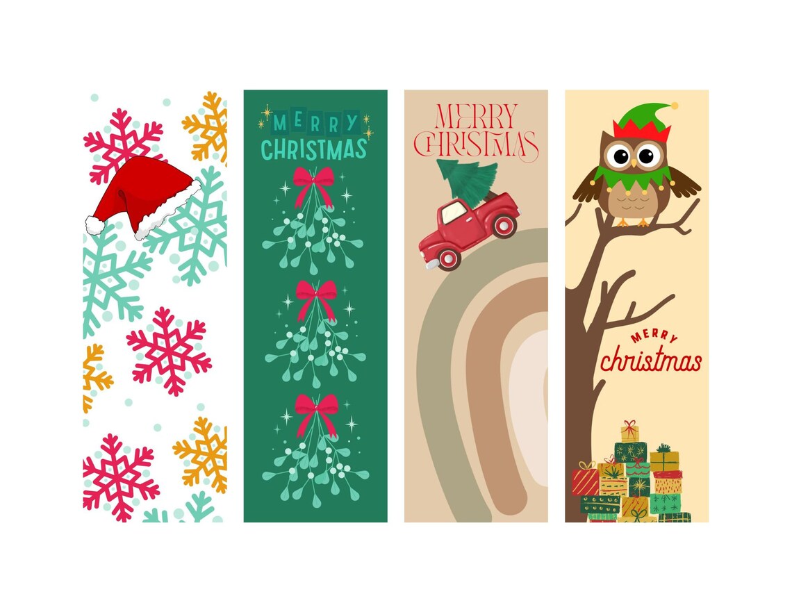 Printable Christmas Bookmarks, Set of 20 Christmas Seasonal Bookmarks ...