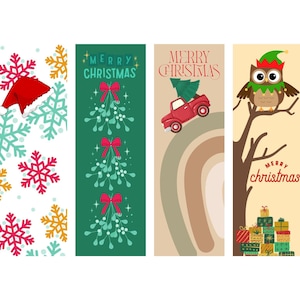 Printable Christmas Bookmarks, Set of 20 Christmas Seasonal Bookmarks ...