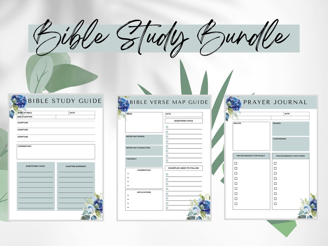 Bible Study Guide Bundle, Bible Study Printable, Prayer Journal Bundle ...
