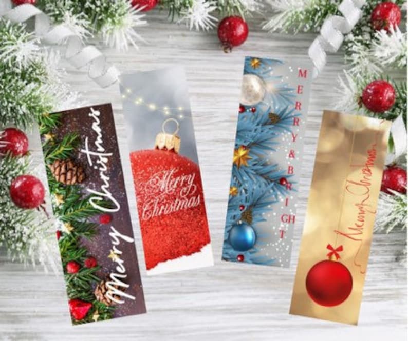 Printable Christmas Bookmarks, Set of 20 Christmas Seasonal Bookmarks ...