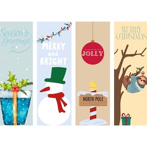 Printable Christmas Bookmarks, Set of 20 Christmas Seasonal Bookmarks ...