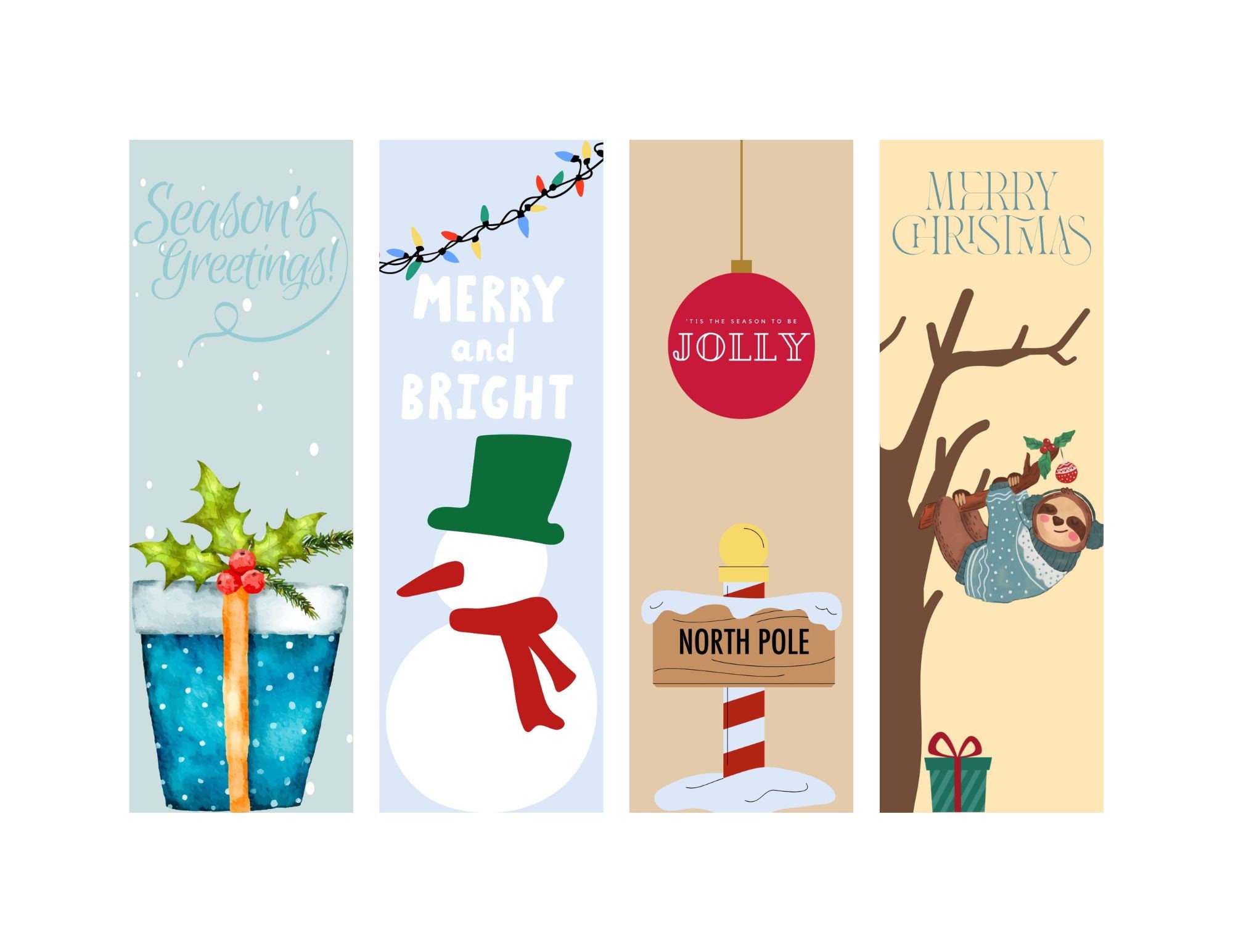 Printable Christmas Bookmarks Set of 20 Christmas Seasonal - Etsy