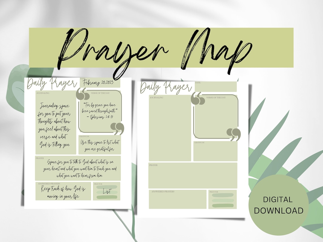 Daily Prayer Map Bible Study Printable Daily Prayer Journal - Etsy