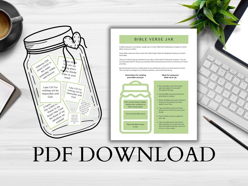 Bible Verse Mason Jar, Faith Based Memorization, Printable Bible Verse ...