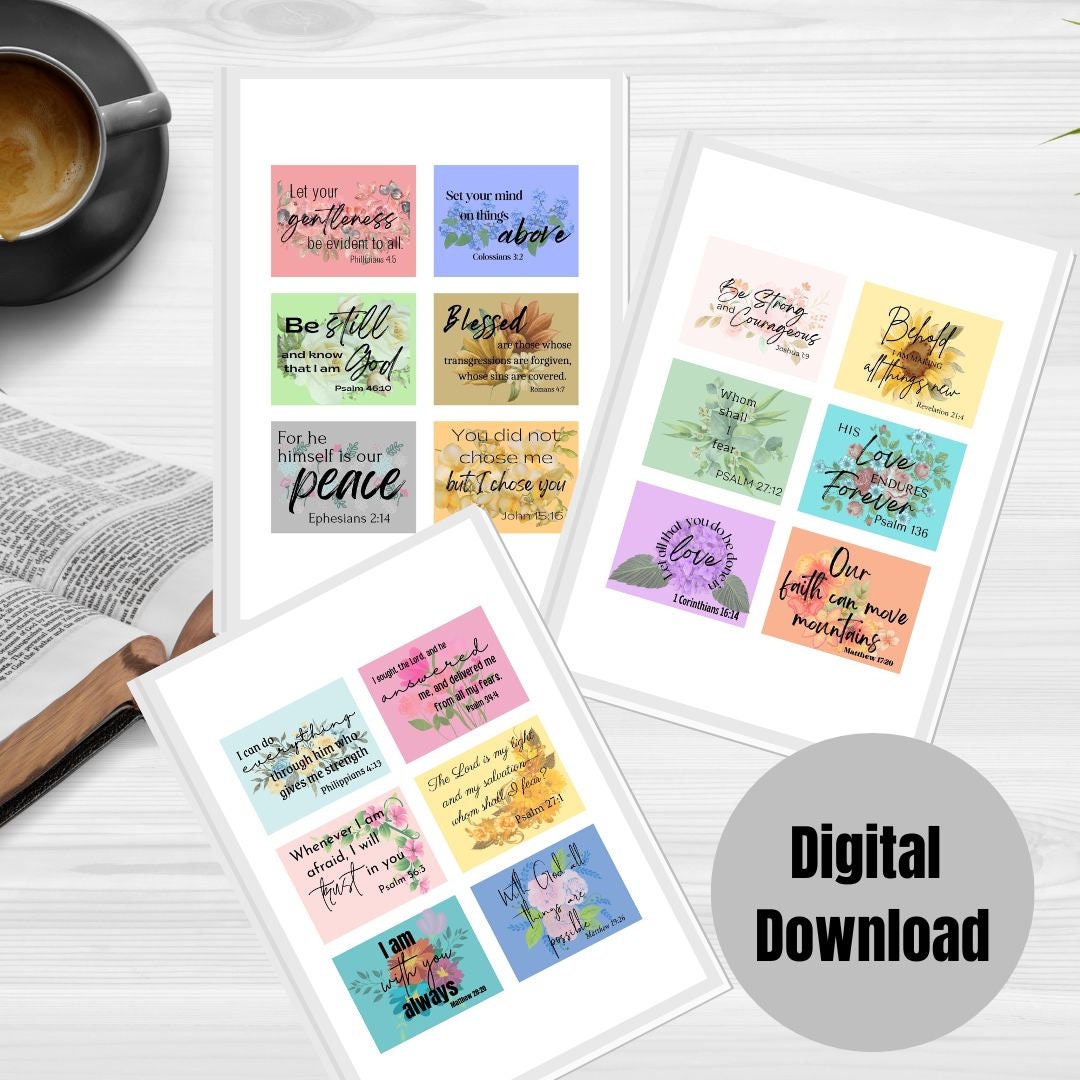 Encouraging Bible Verses, Faith Based Memorization, Printable Bible ...