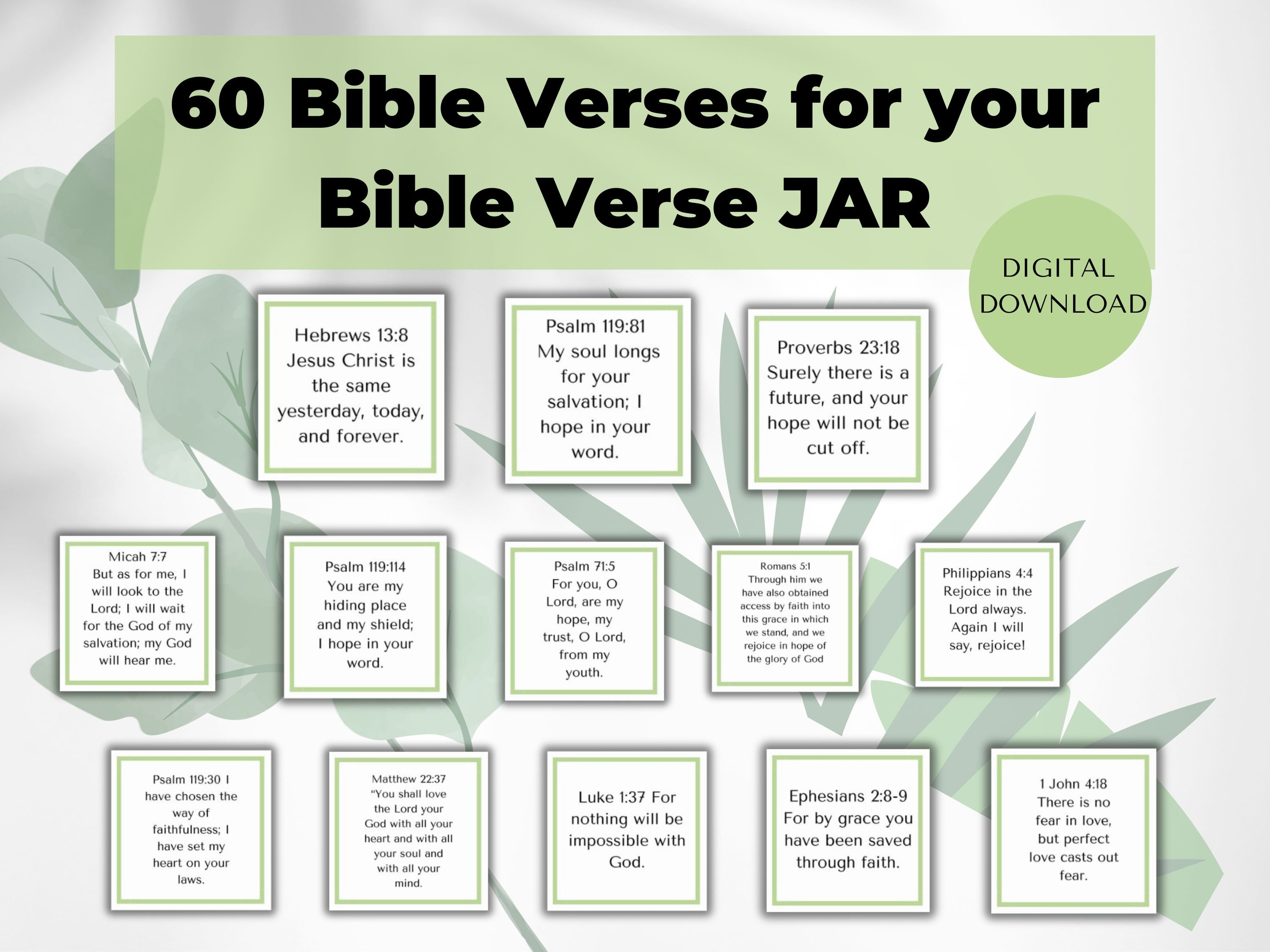 Bible Verse Mason Jar, Faith Based Memorization, Printable Bible Verse ...