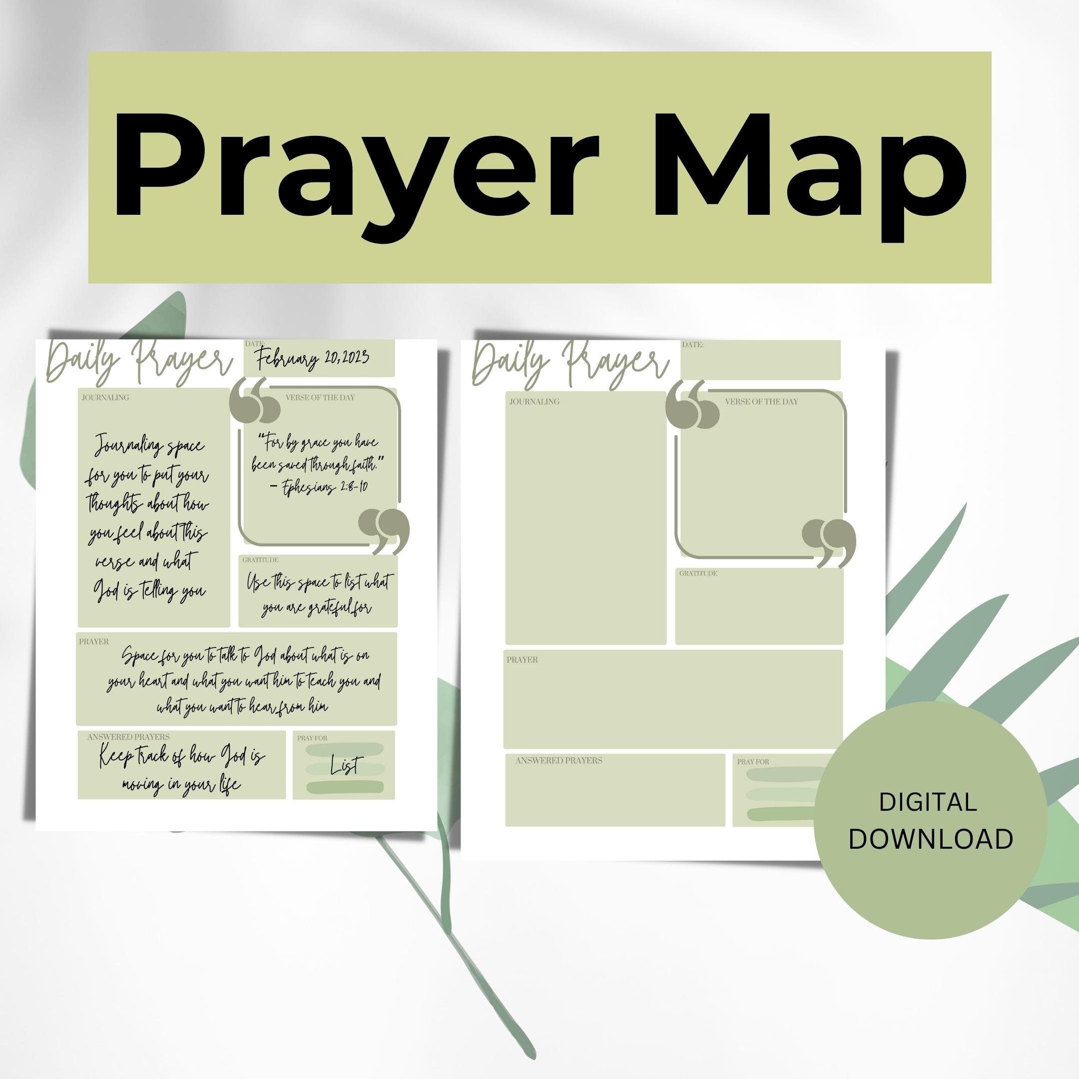Daily Prayer Map, Bible Study Printable, Daily Prayer Journal, Womens ...