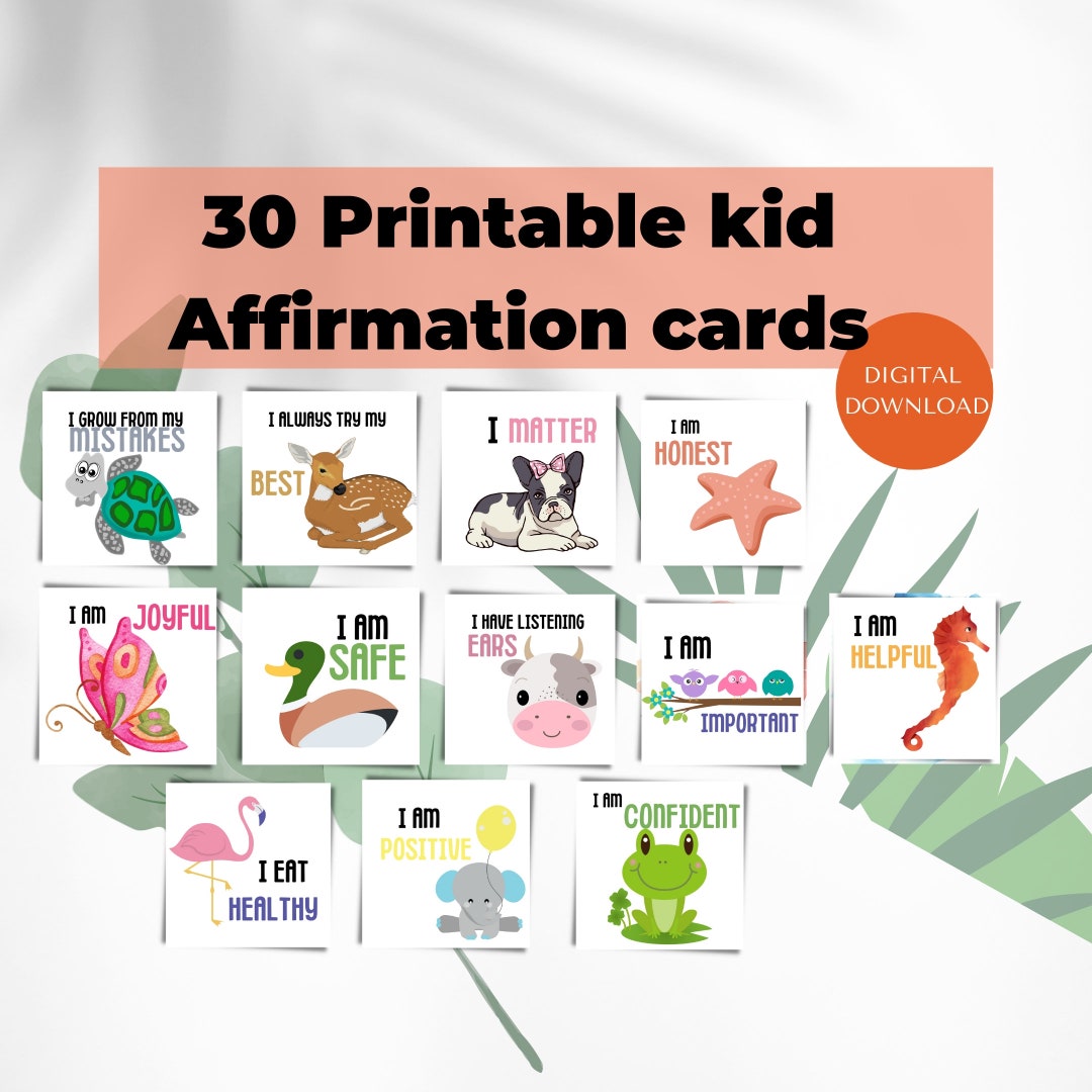 Kids Affirmation Cards: 30 Printable Colorful Designs (digital Download ...
