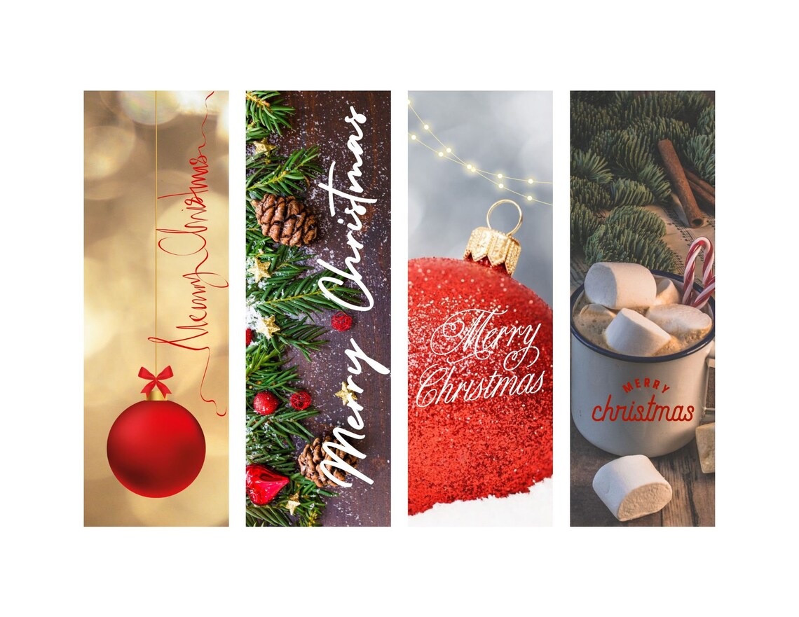 Printable Christmas Bookmarks, Set of 20 Christmas Seasonal Bookmarks ...