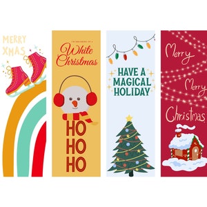 Printable Christmas Bookmarks, Set of 20 Christmas Seasonal Bookmarks ...