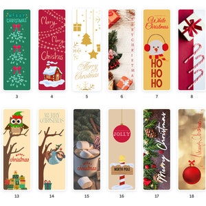 Printable Christmas Bookmarks, Set of 20 Christmas Seasonal Bookmarks ...