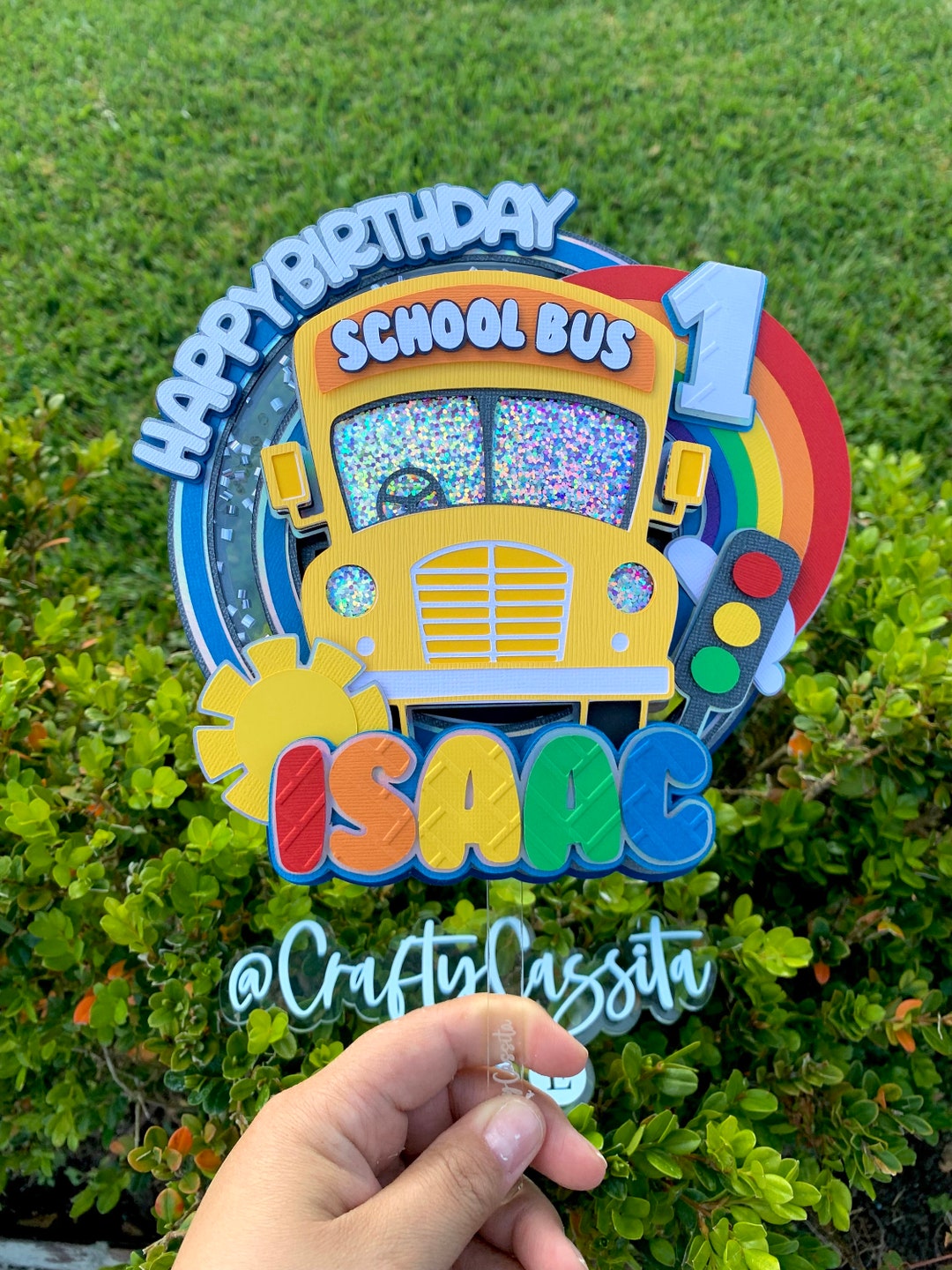 School Bus 3D Cake Topper Shaker - Etsy