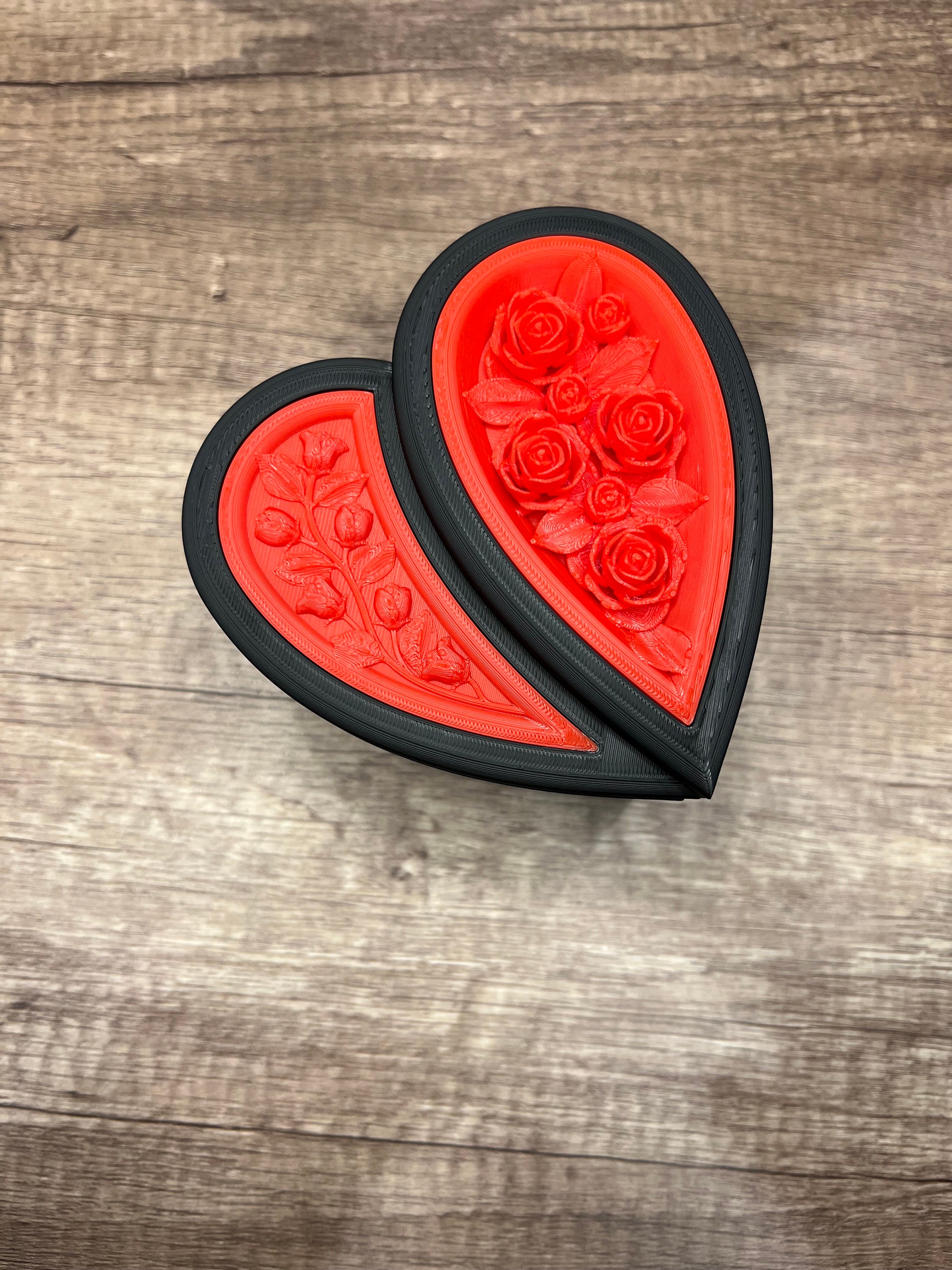 3D Printed Heart Shaped Rose Jewelry Box / Valentine's Gift - Etsy