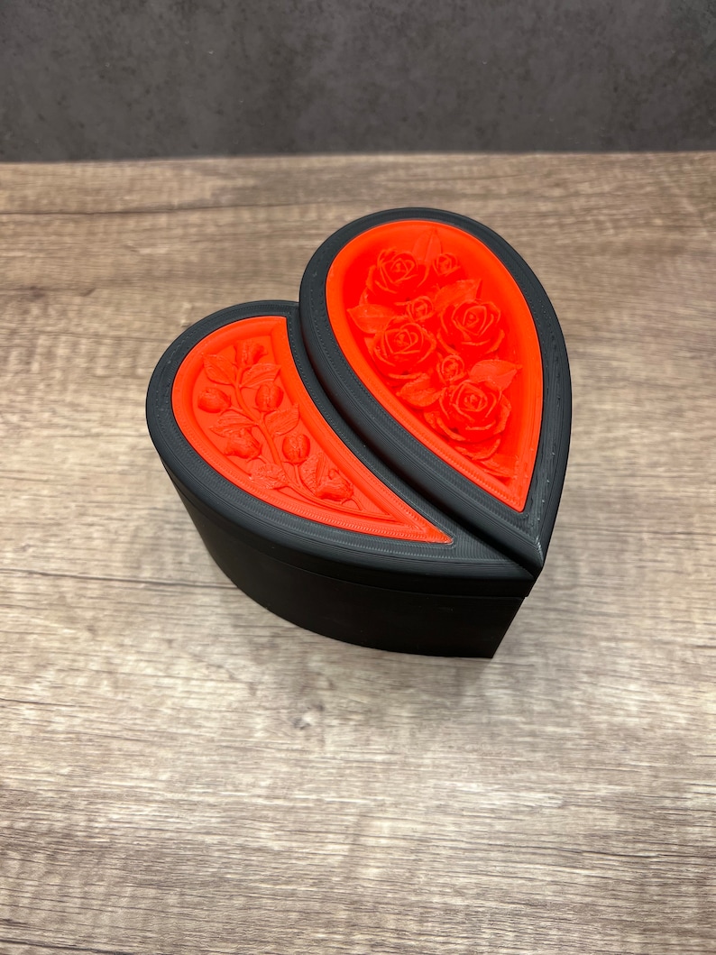 3D Printed Heart Shaped Rose Jewelry Box / Valentine's Gift - Etsy