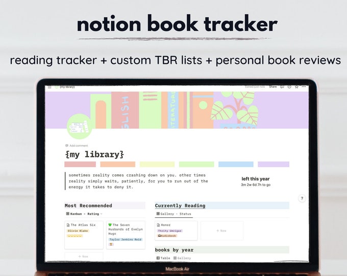 Book Tracker Notion Template Notion Bookshelf Notion Aesthetic Notion Library Book Notion ...
