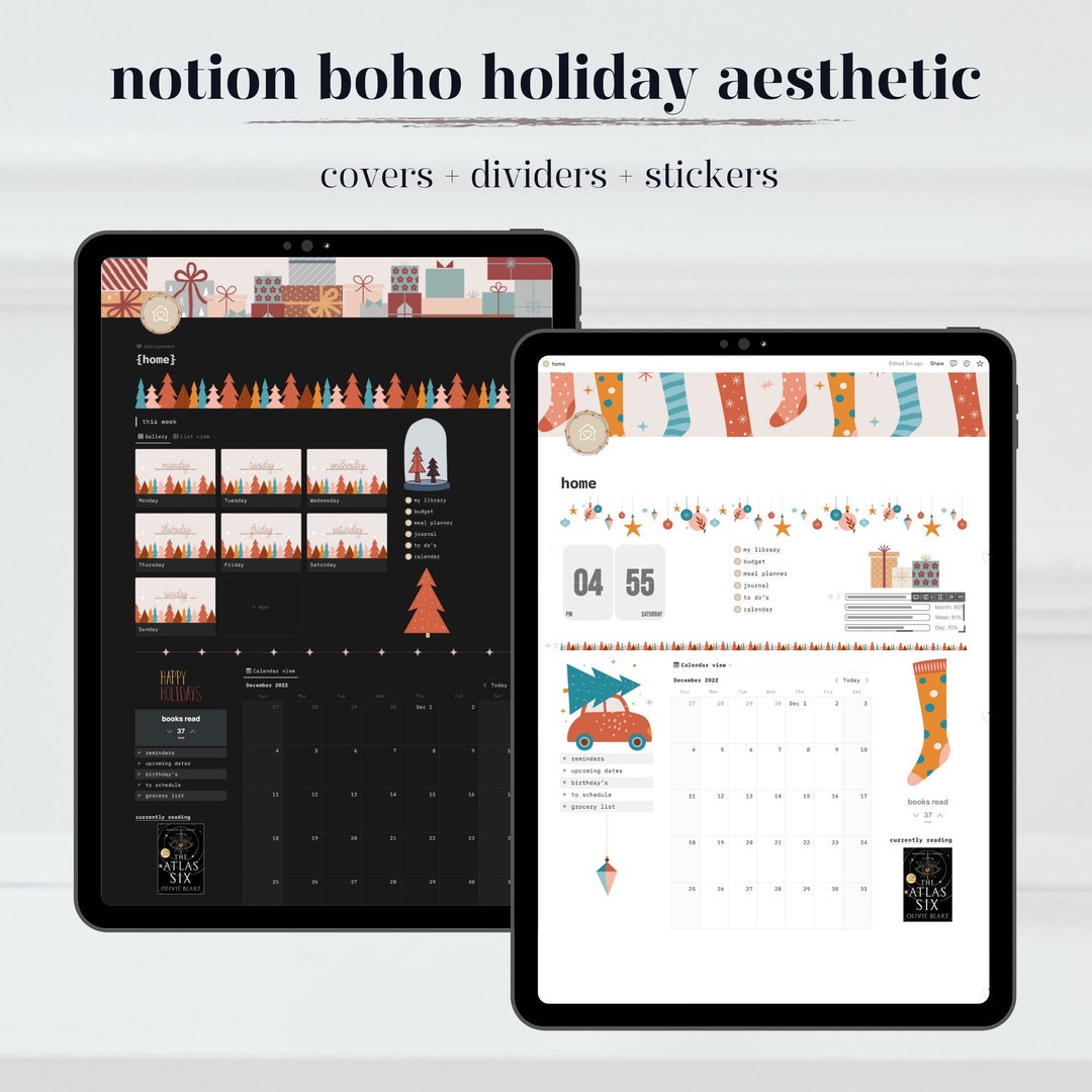 Notion Boho Holiday Customization Bundle Notion Covers, Notion Icons, Notion Dividers Notion ...
