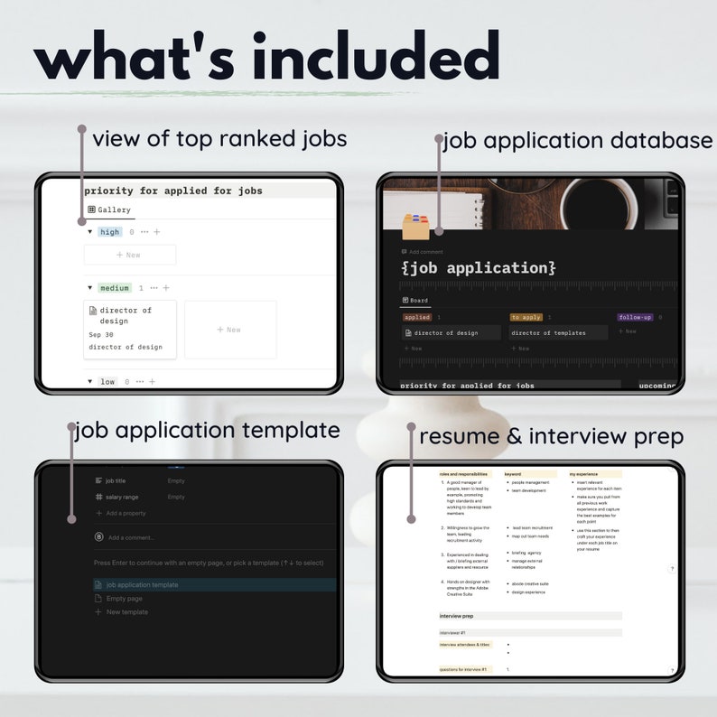 Job Application Notion Template Notion Resume Builder, Notion Job Tracker & Notion Interview ...