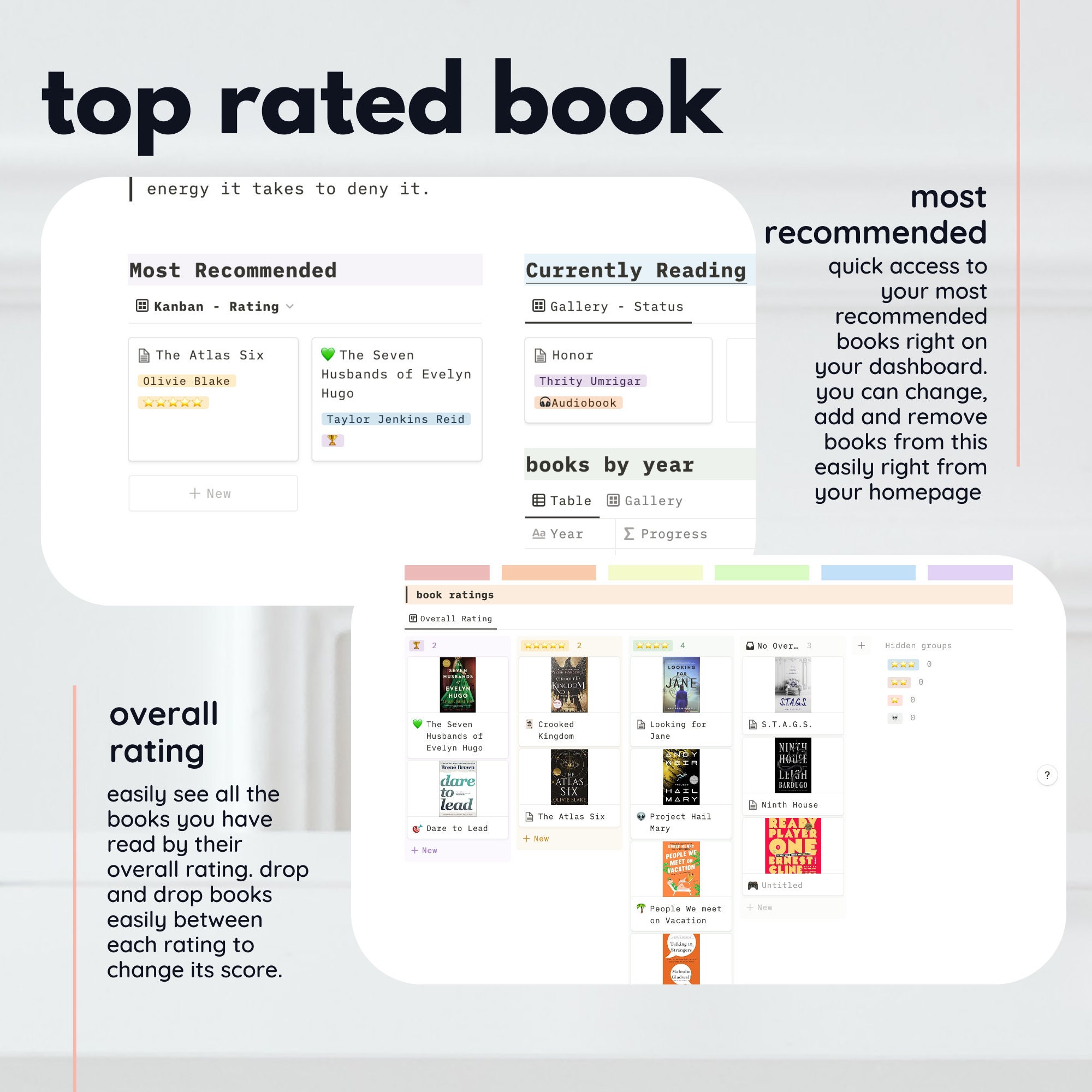 Book Tracker Notion Template Notion Bookshelf Notion Aesthetic Notion Library Book Notion ...